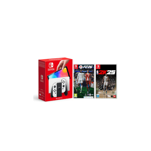 Nintendo Switch OLED White Console With FC26 and NBA 2K25 Bundle